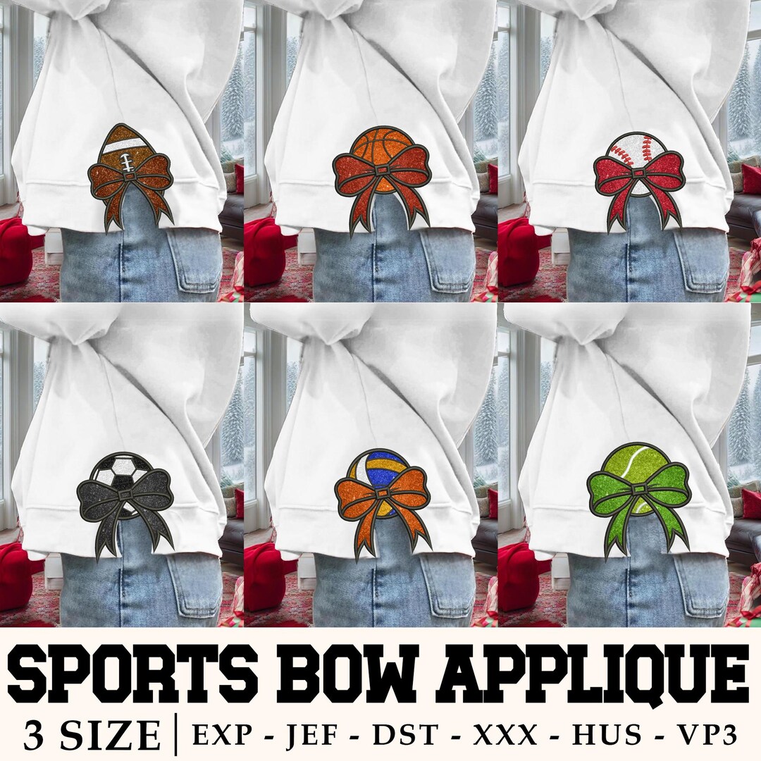 Bundle Sport Side Bow Applique Embroidery Design, Tennis Cut Out ...