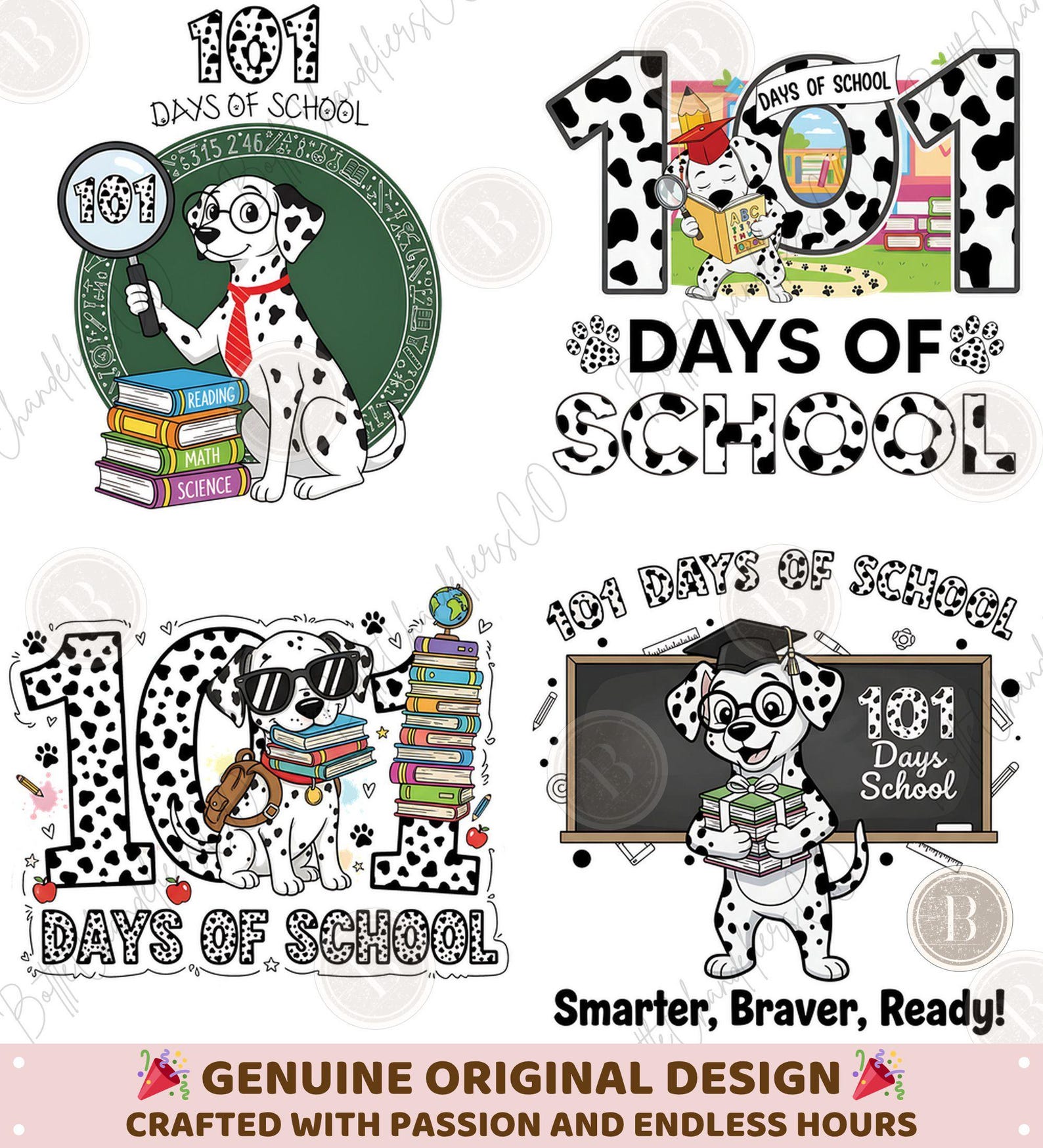 101 Days of School Png Bundle, I Survived 100 Days PNG Dalmatian Dog ...