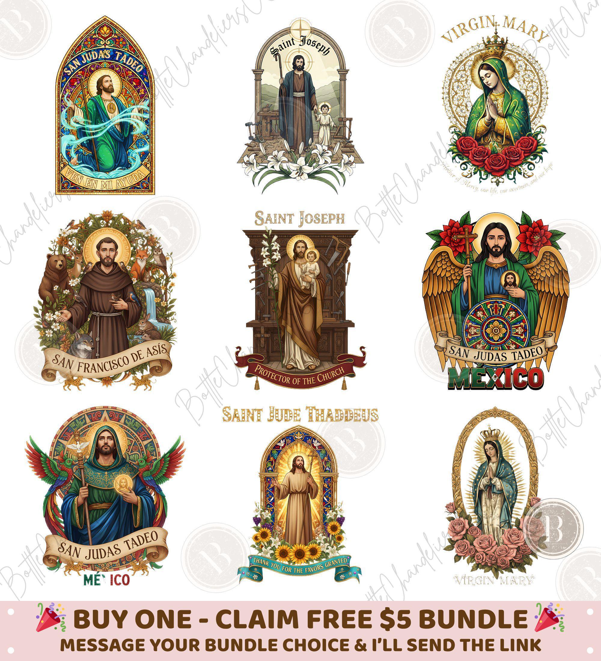 Saints of Hope Png Bundle, 100 PNG Saint Joseph, Saint Francis of ...