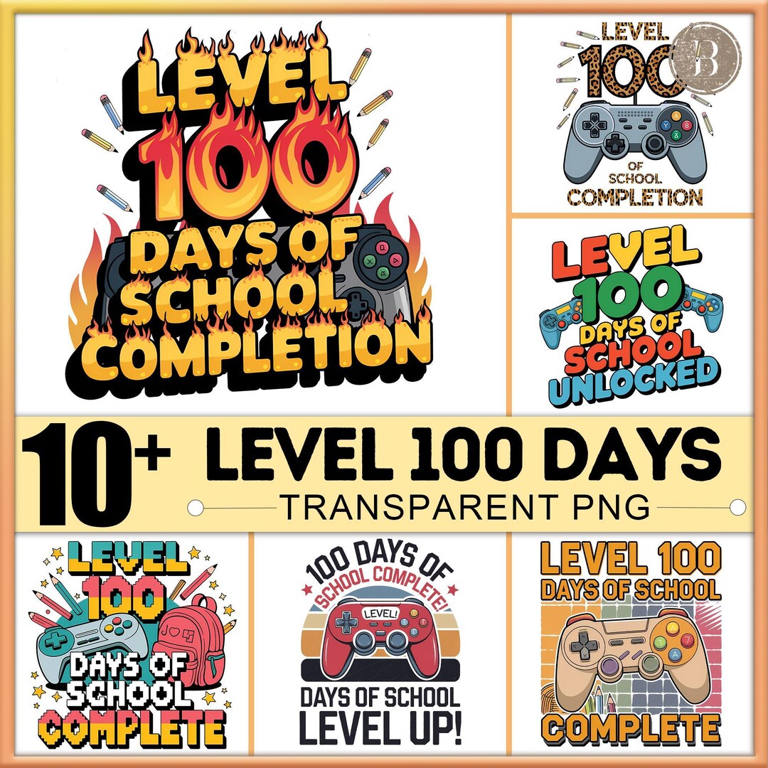 10 Level 100 Days of School Complete Clipart Bundle, 100 Days Boy Png ...