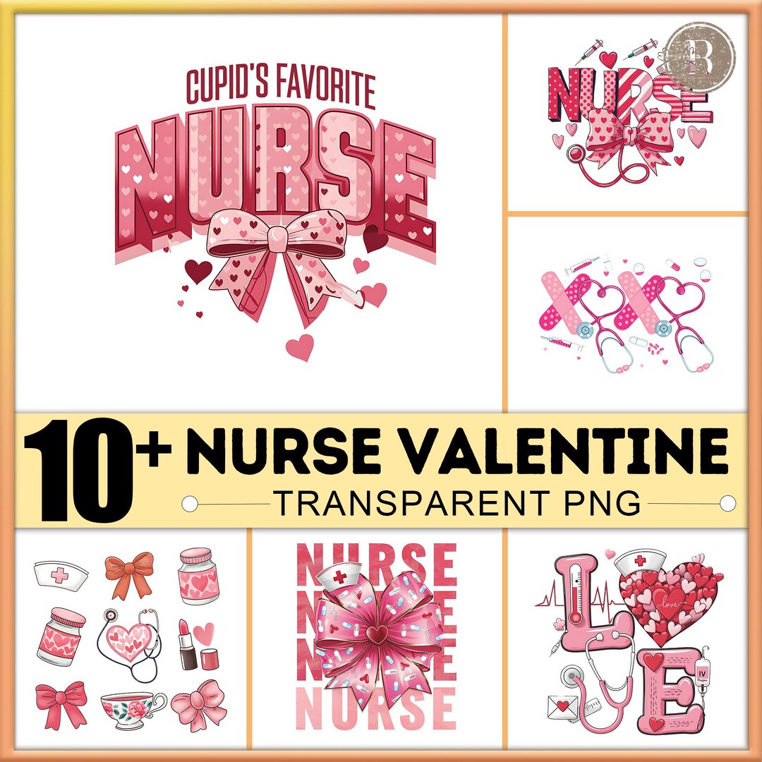 10+ Nurse Valentine PNG Bundle, Pink Valentine Nurse PNG, Valentine Png ...