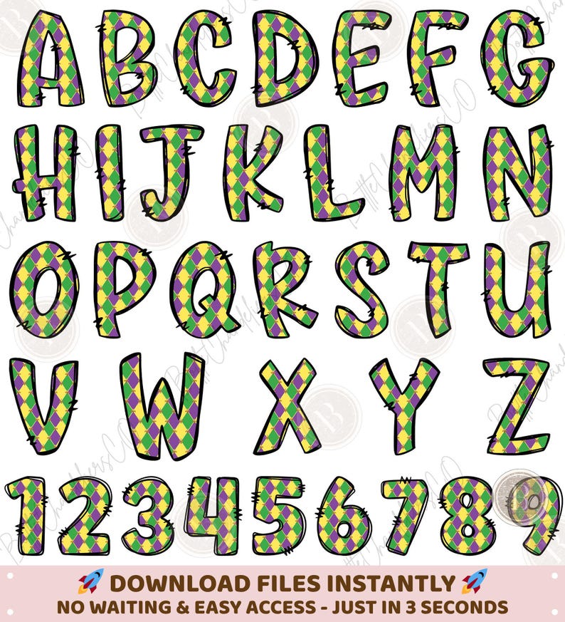 Mardi Gras Letters Png Bundle, 4 PNG Mardi Gras Alphabet, Mardi Gras ...