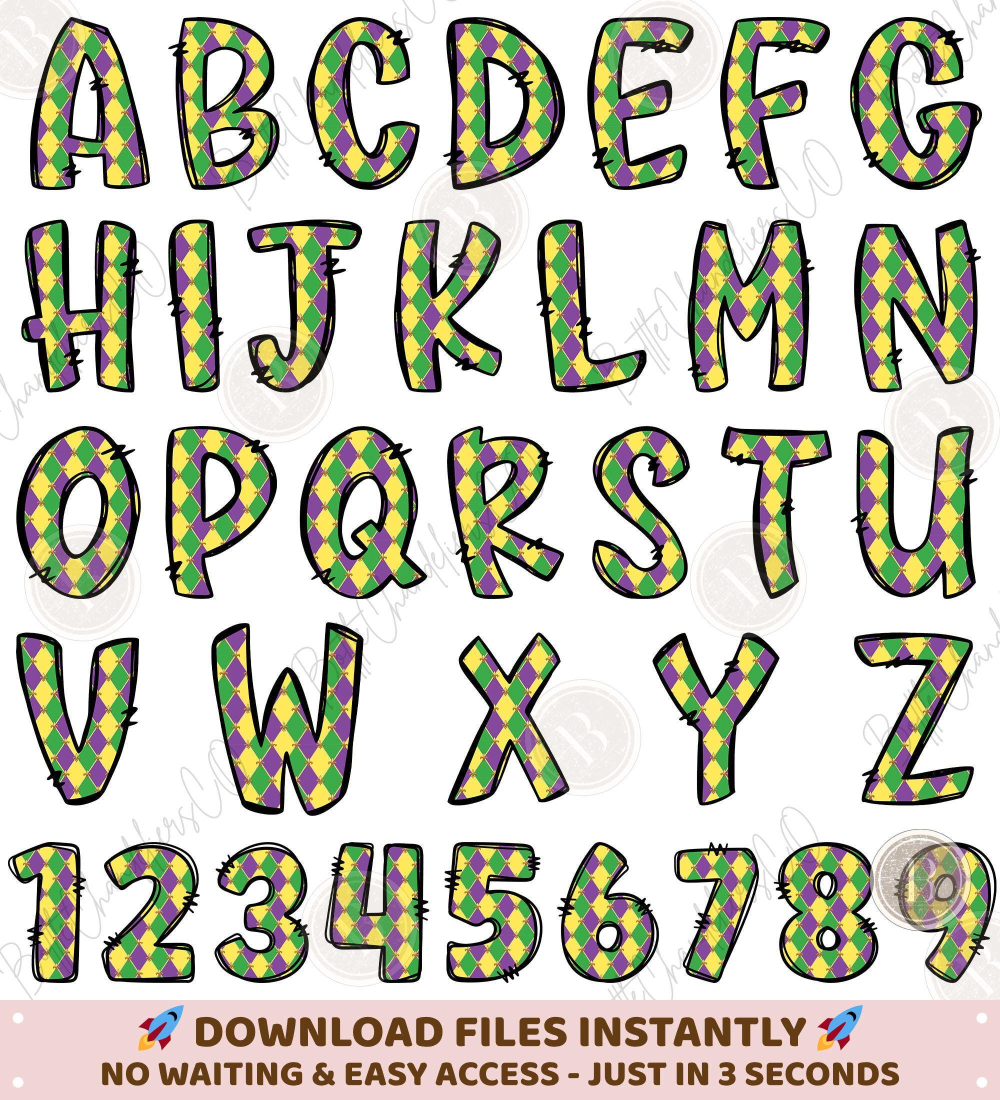 Mardi Gras Letters Png Bundle, 4 PNG Mardi Gras Alphabet, Mardi Gras ...