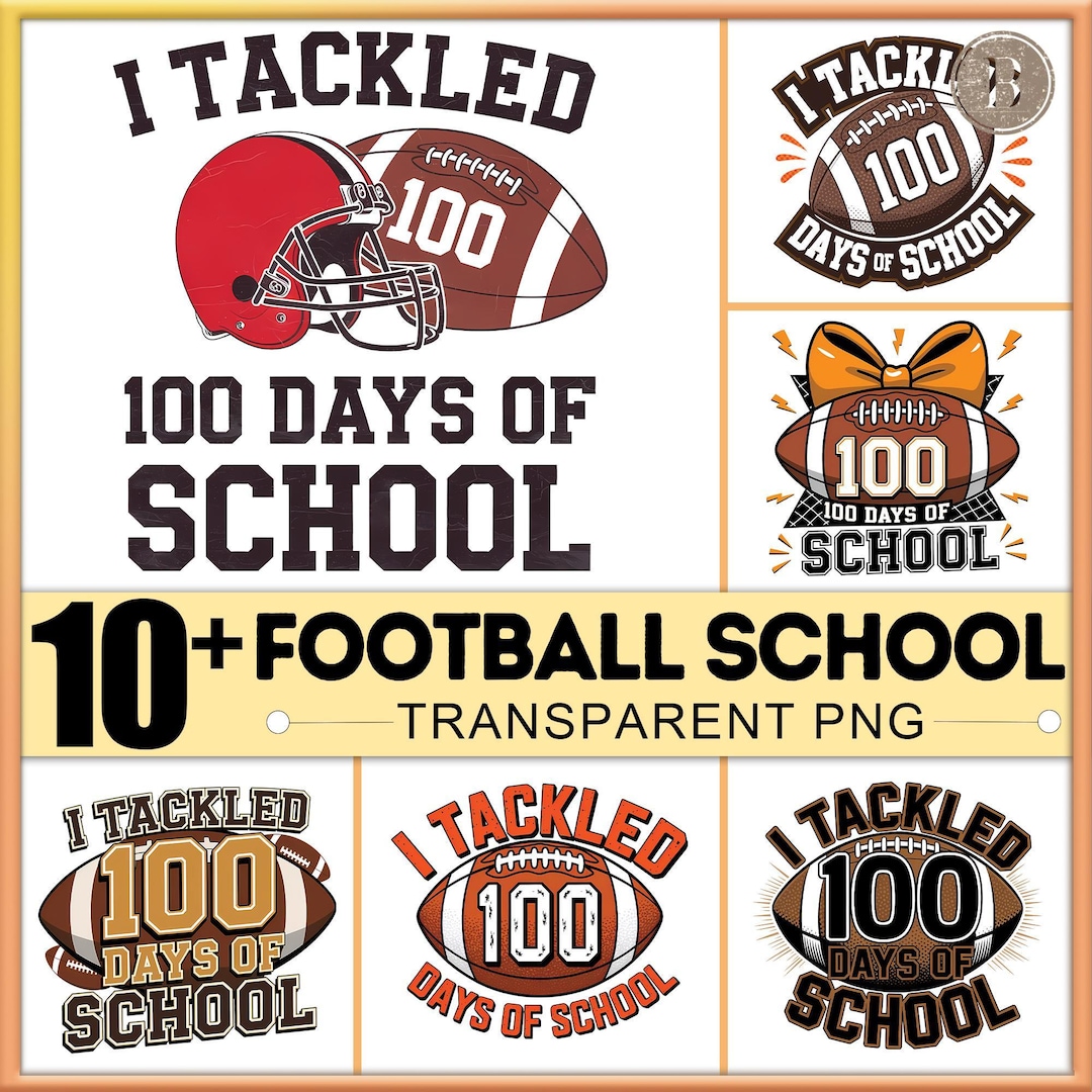 10+ I Tackled 100 Days of School Football Clipart Bundle, 100 Days Boy ...