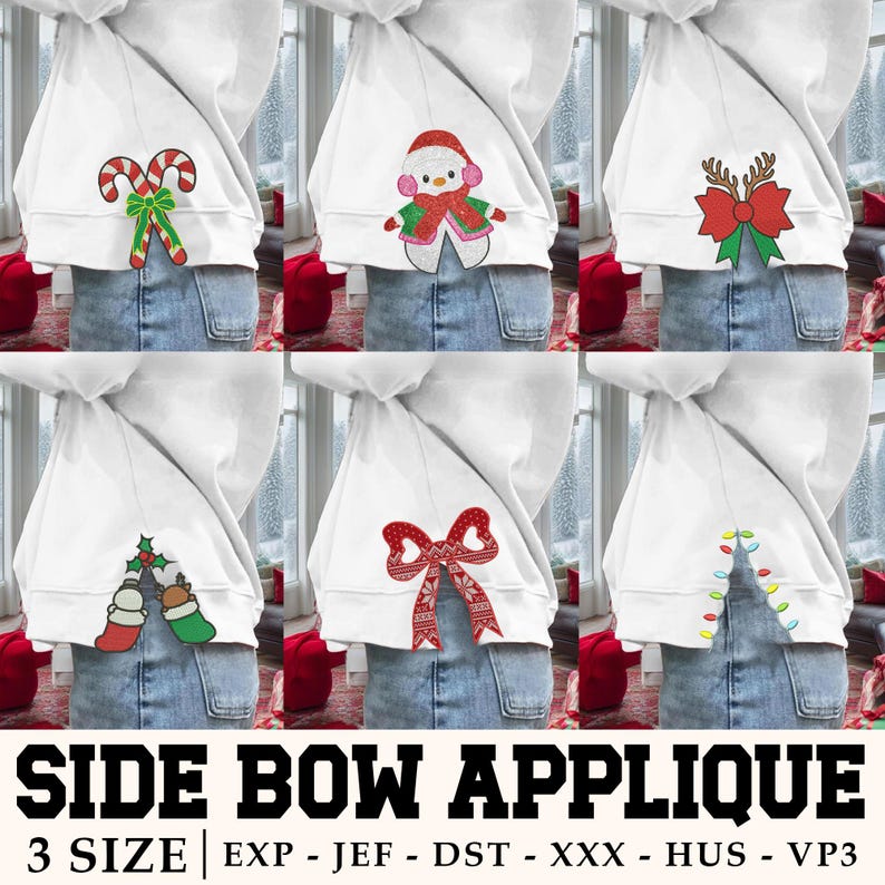Bundle Side Bow Appliqué Sweatshirt Embroidery Design, Side Bow ...