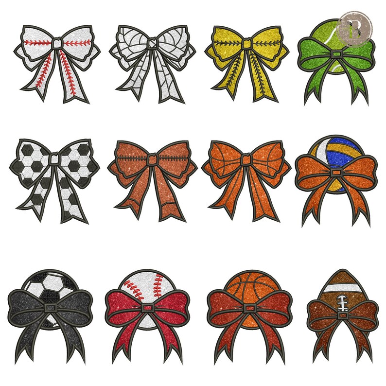 Bundle Sport Side Bow Applique Embroidery Design, Tennis Cut Out ...