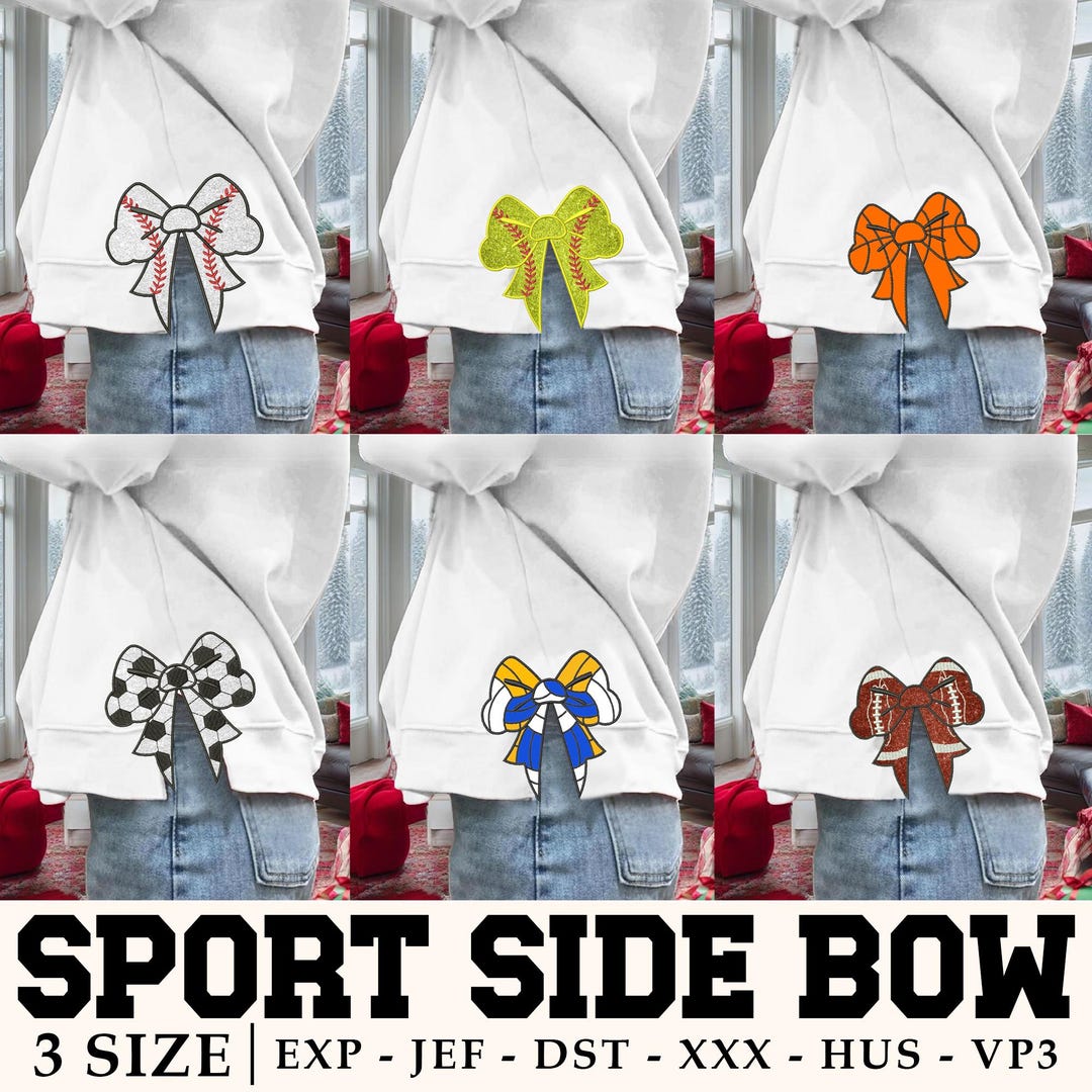 6+ Side Bow Machine Embroidery Designs Wide Ribbon Sports Girly Bow ...