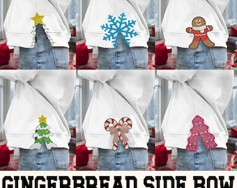 Bundle Christmas Side Bow Appliqué Sweatshirt Embroidery Design, Bow ...