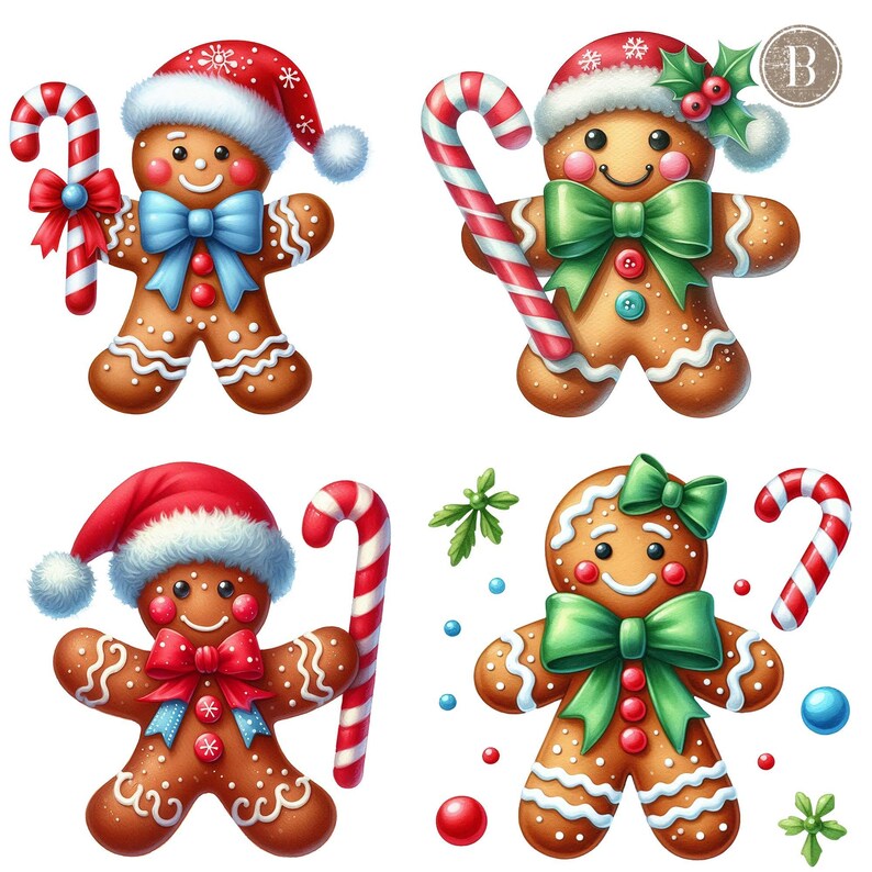 10+ Watercolor Gingerbread Man Bundle, Festive Cookie Clipart Png ...