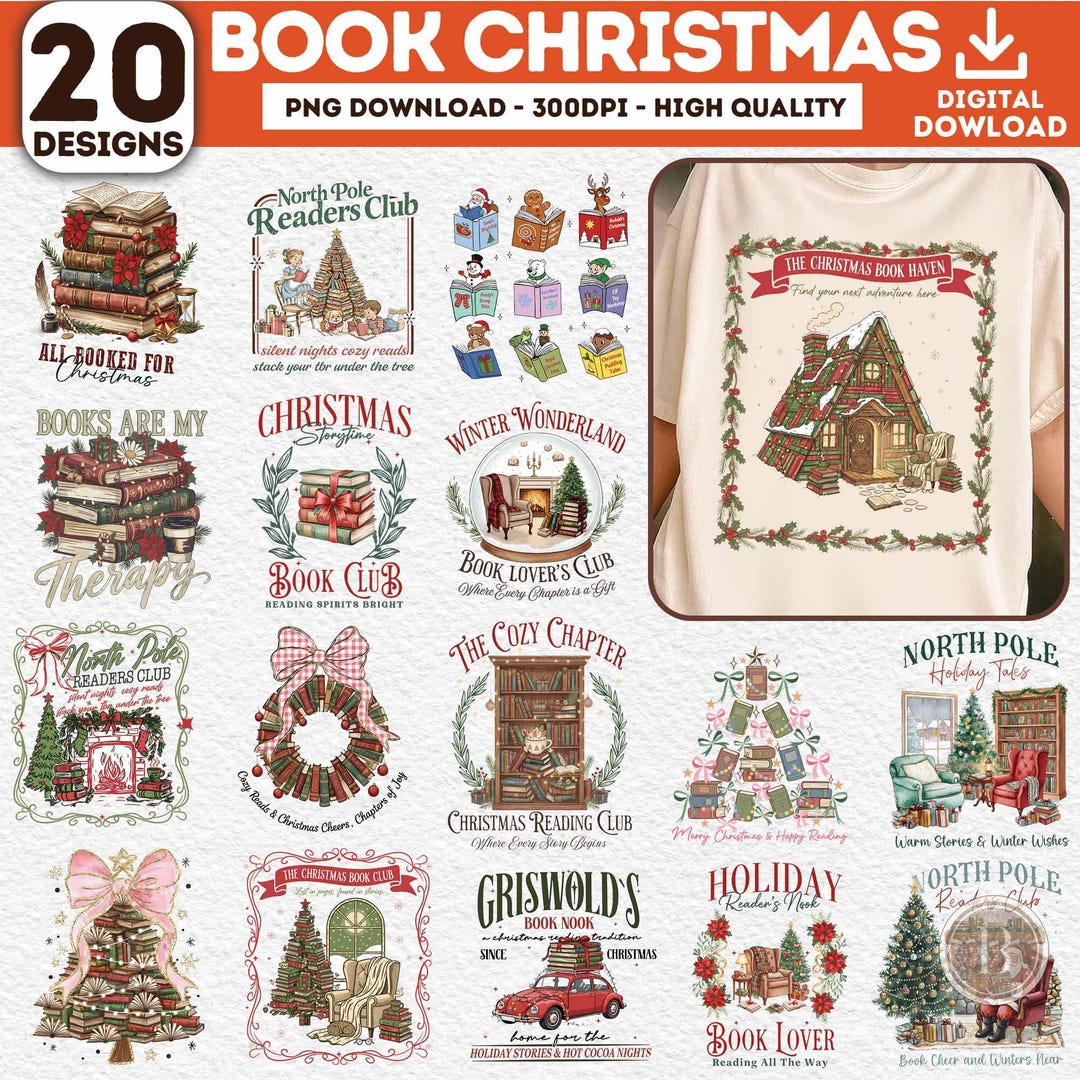 Readers Club Png Bundle, 20 PNG Coquette Christmas, Book Lover Png ...