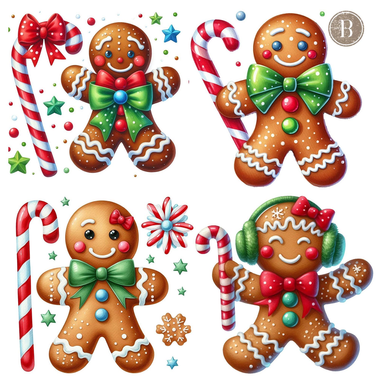 10+ Watercolor Gingerbread Man Bundle, Festive Cookie Clipart Png ...