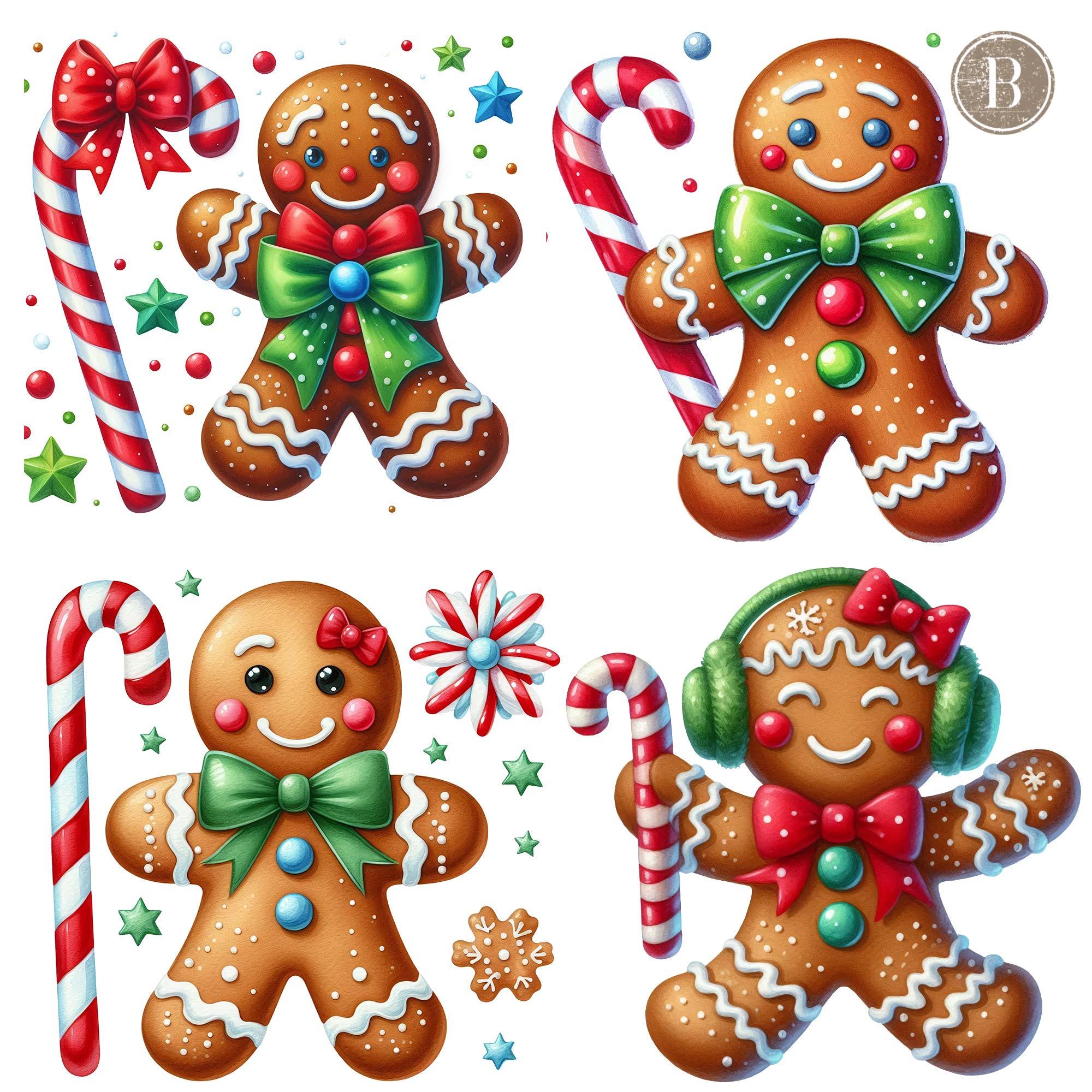 10+ Watercolor Gingerbread Man Bundle, Festive Cookie Clipart Png ...