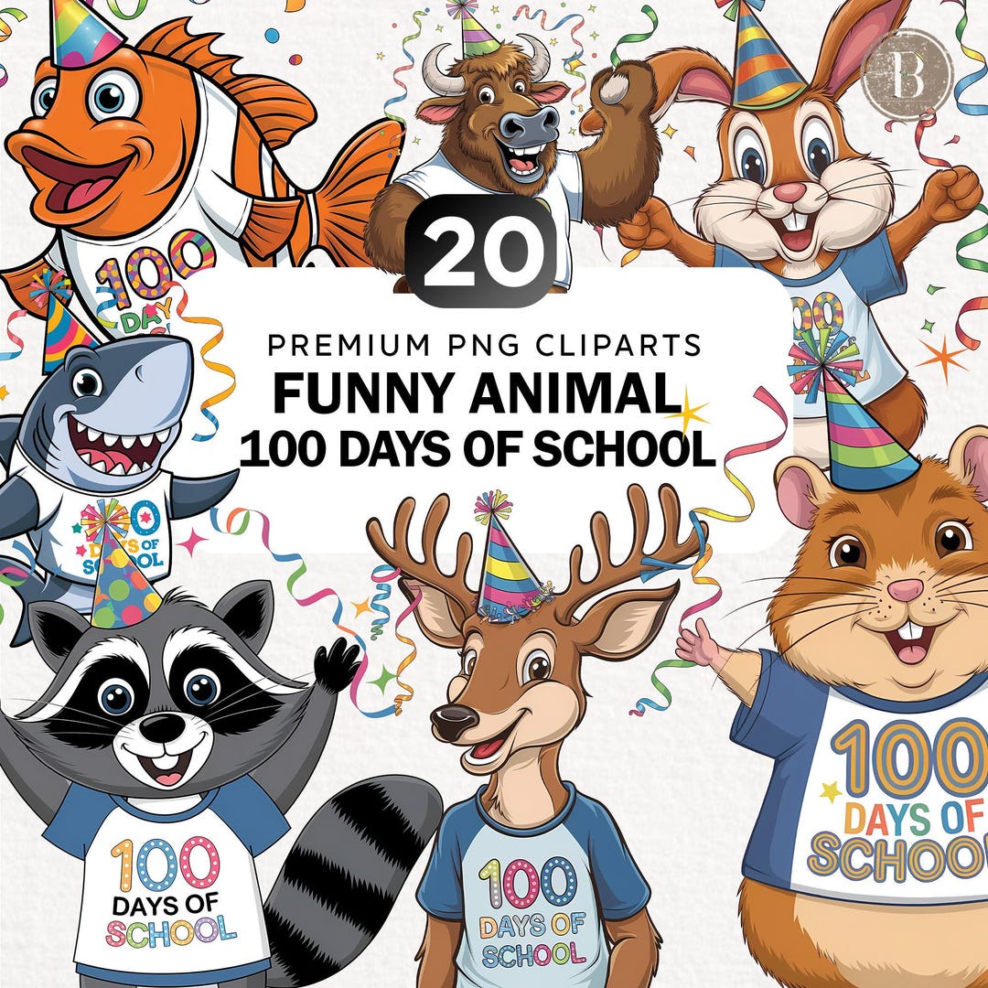 10 Cute Animal School Clipart Bundle, School Animals Png, Cute Kids ...