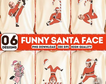 6+ Funny Santa Face Png Bundle, Add Your Face Christmas Png ...