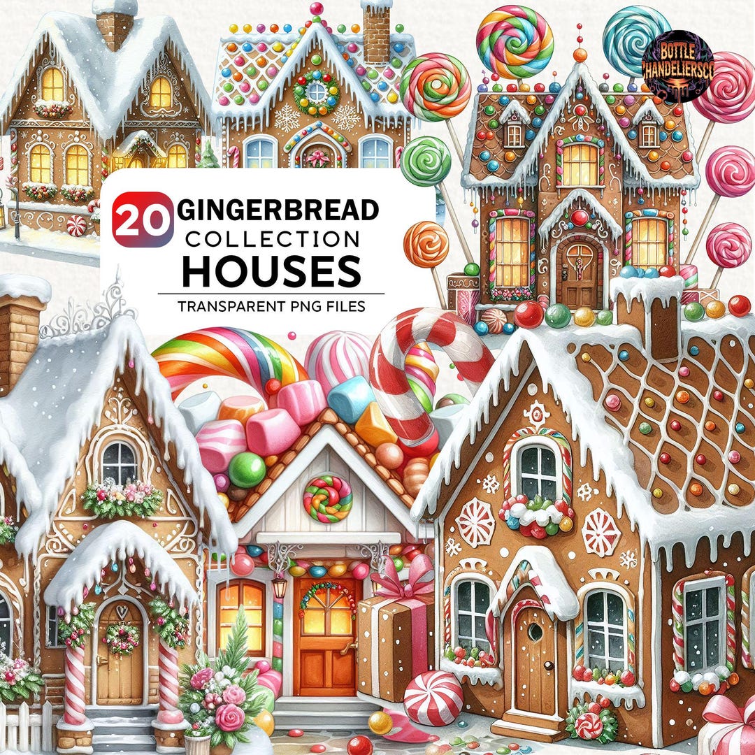20+ Watercolor Gingerbread Houses Clipart Bundle, Christmas Bundle Png ...