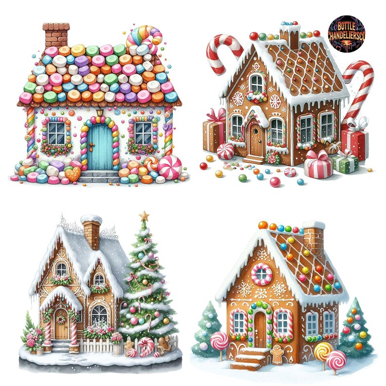 20+ Watercolor Gingerbread Houses Clipart Bundle, Christmas Bundle Png ...
