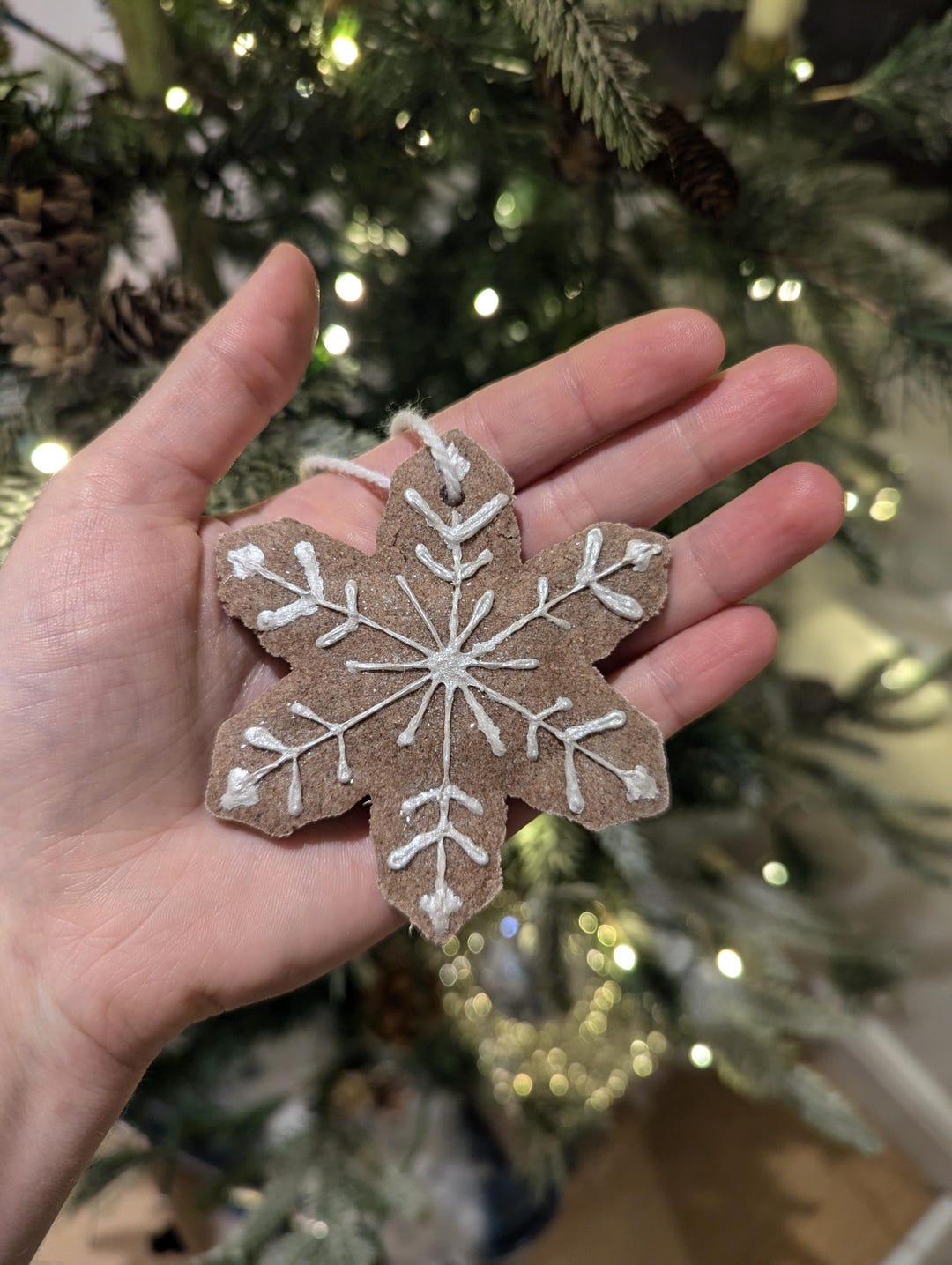 Snowflake Christmas Ornament. Handmade Salt Dough Gingerbread ...