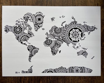 Mandala World Map - Etsy