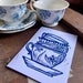 Stack of Teacups / Lino Print / A6 Card - Etsy