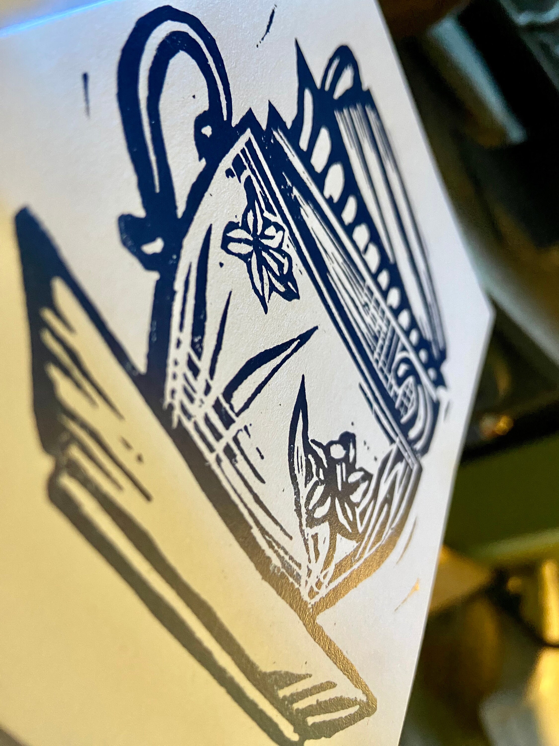 Stack of Teacups / Lino Print / A6 Card - Etsy