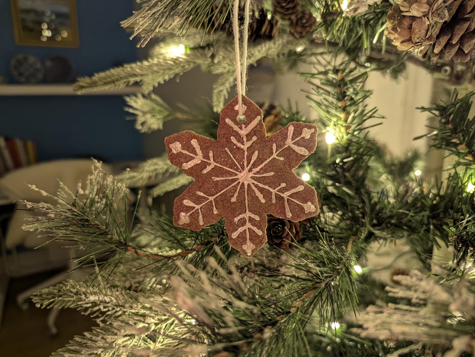 Snowflake Christmas Ornament. Handmade Salt Dough Gingerbread ...