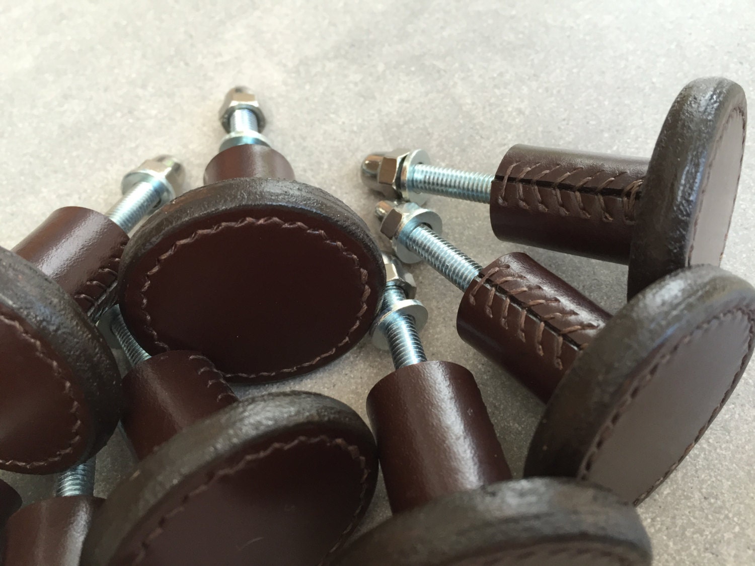 Hand Stitched Round Leather Door Knob - Etsy