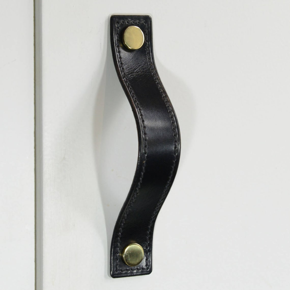 Alderney Stitched Black Leather Door Pull - Etsy