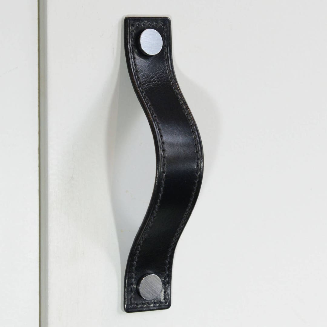 Alderney Stitched Black Leather Door Pull - Etsy