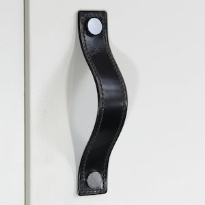 Alderney Stitched Black Leather Door Pull - Etsy
