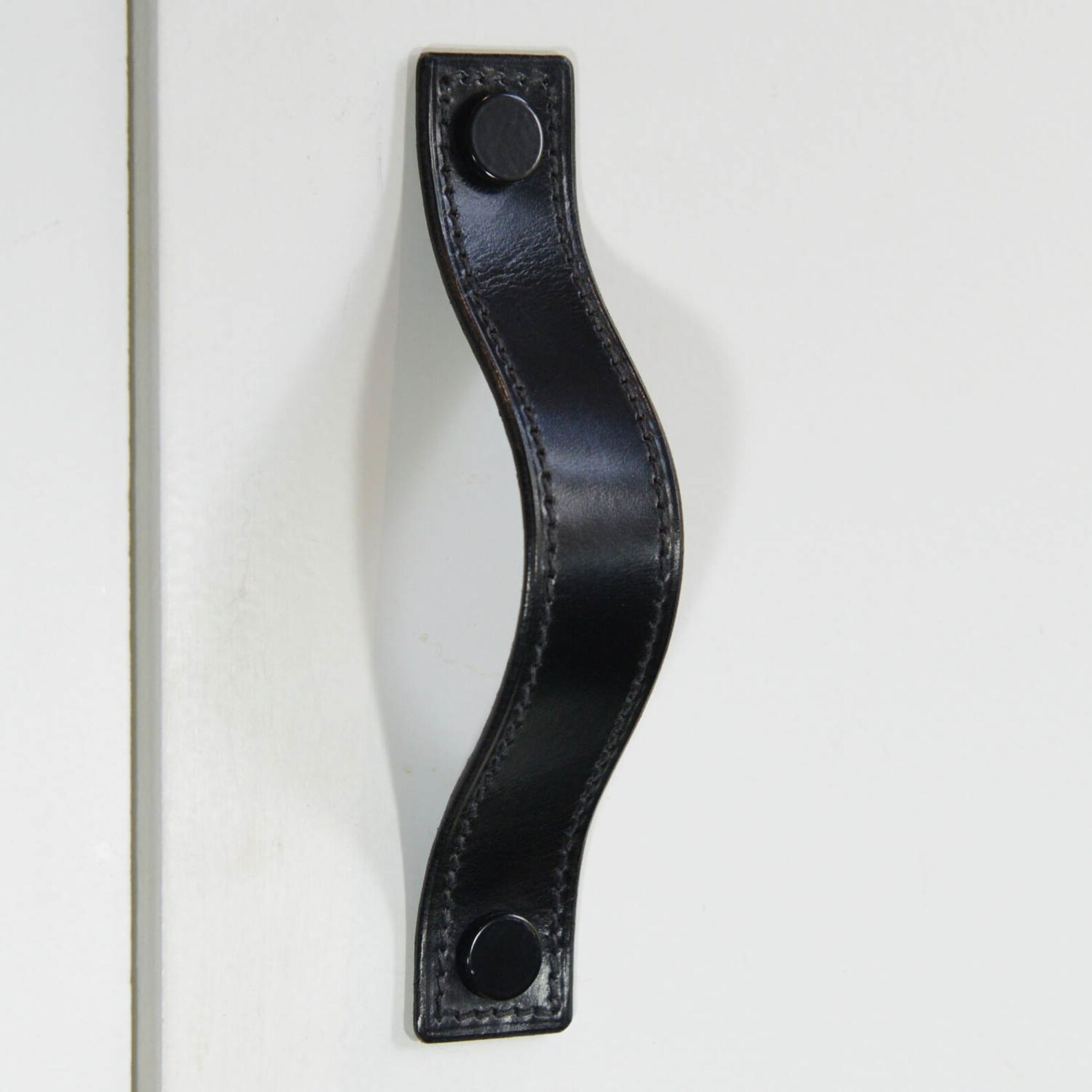 Alderney Stitched Black Leather Door Pull - Etsy