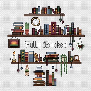 Fully Booked Bookshelf Cross Stitch PDF Pattern | Fully Booked Cross ...