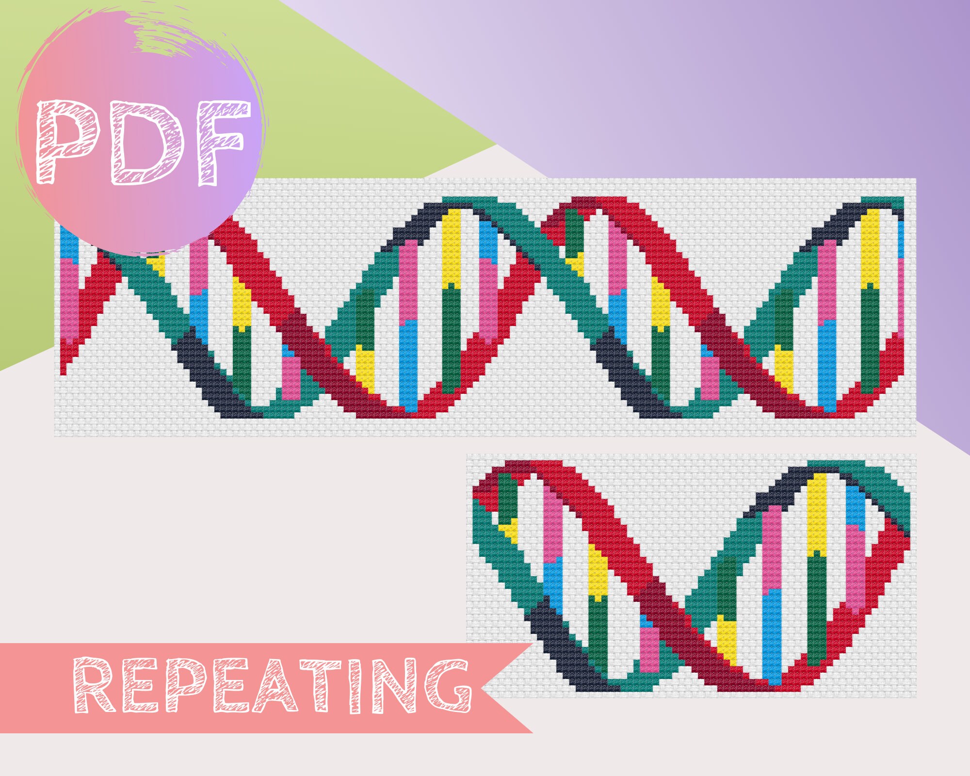 DNA Double Helix Cross Stitch PDF Pattern Geek Cross Stitch | Etsy
