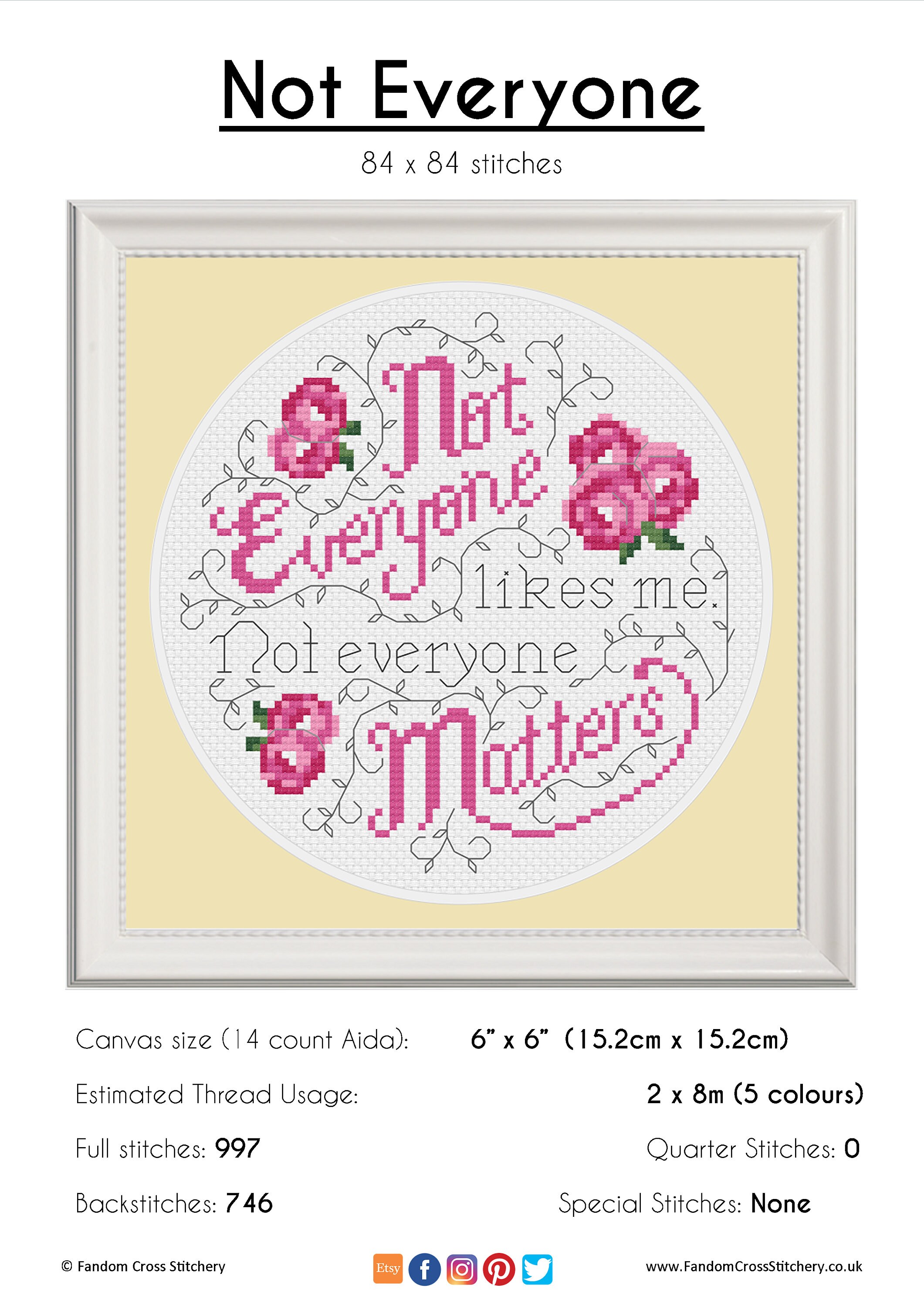 Not Everyone Likes Me Not Everyone Matters Cross Stitch PDF | Etsy