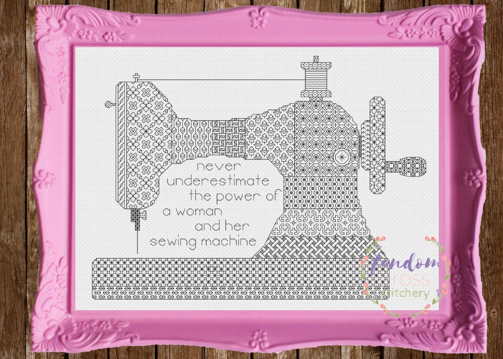 Vintage Sewing Machine Blackwork Cross Stitch Pattern Cross | Etsy UK
