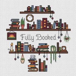 Fully Booked Bookshelf Cross Stitch PDF Pattern | Fully Booked Cross ...