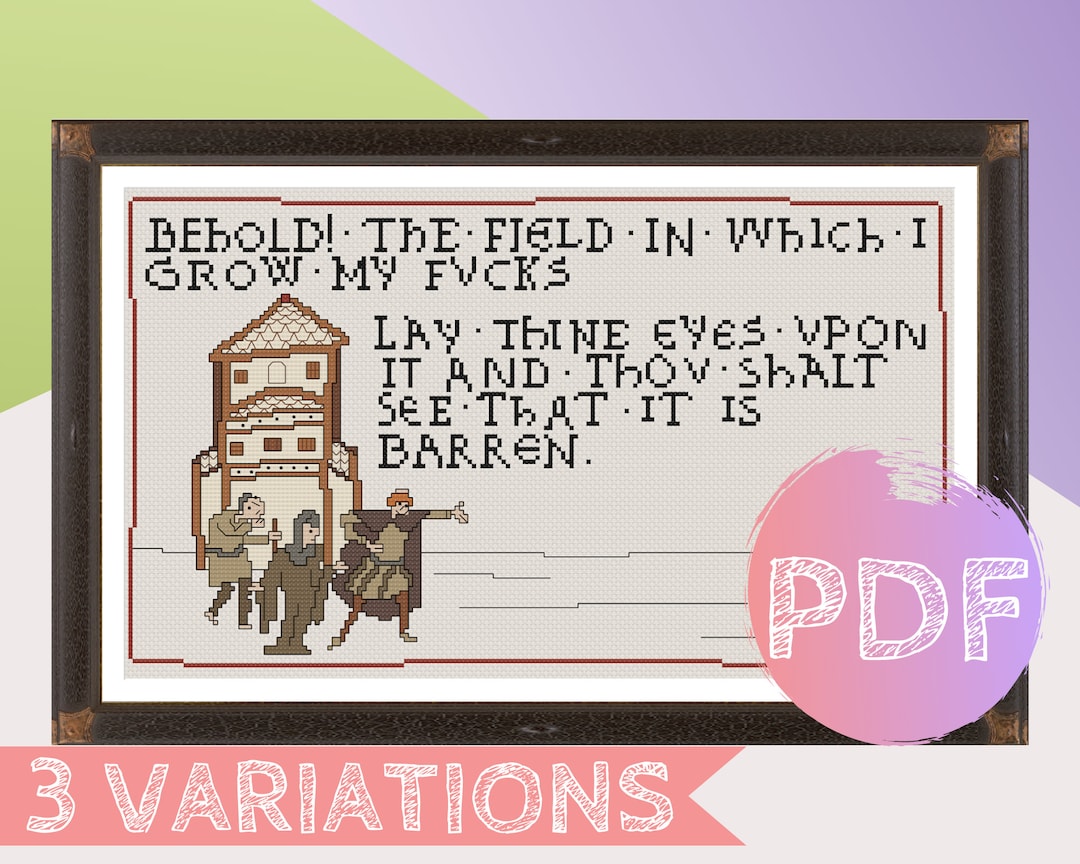 Field of Fucks (original) Cross Stitch PDF Pattern | Medieval Meme ...