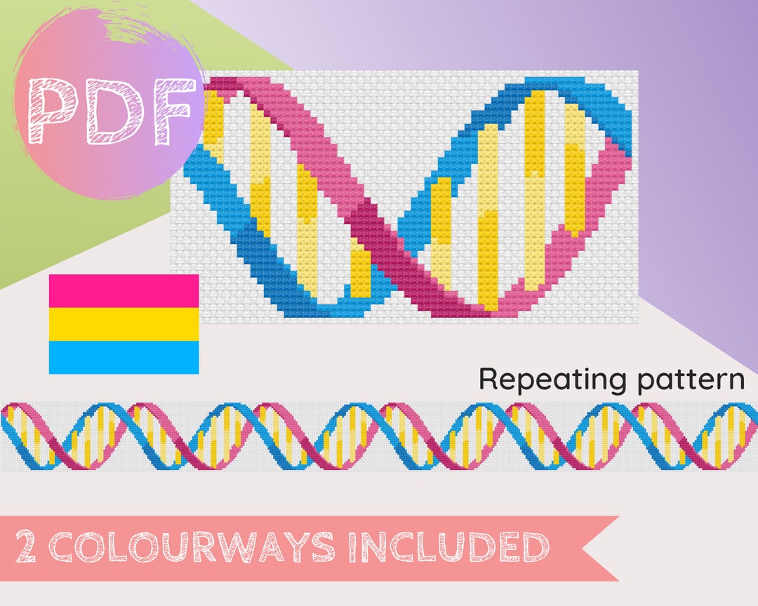 Pansexual DNA Double Helix Cross Stitch PDF Pattern Science - Etsy