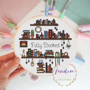 Fully Booked Bookshelf Cross Stitch PDF Pattern | Fully Booked Cross ...