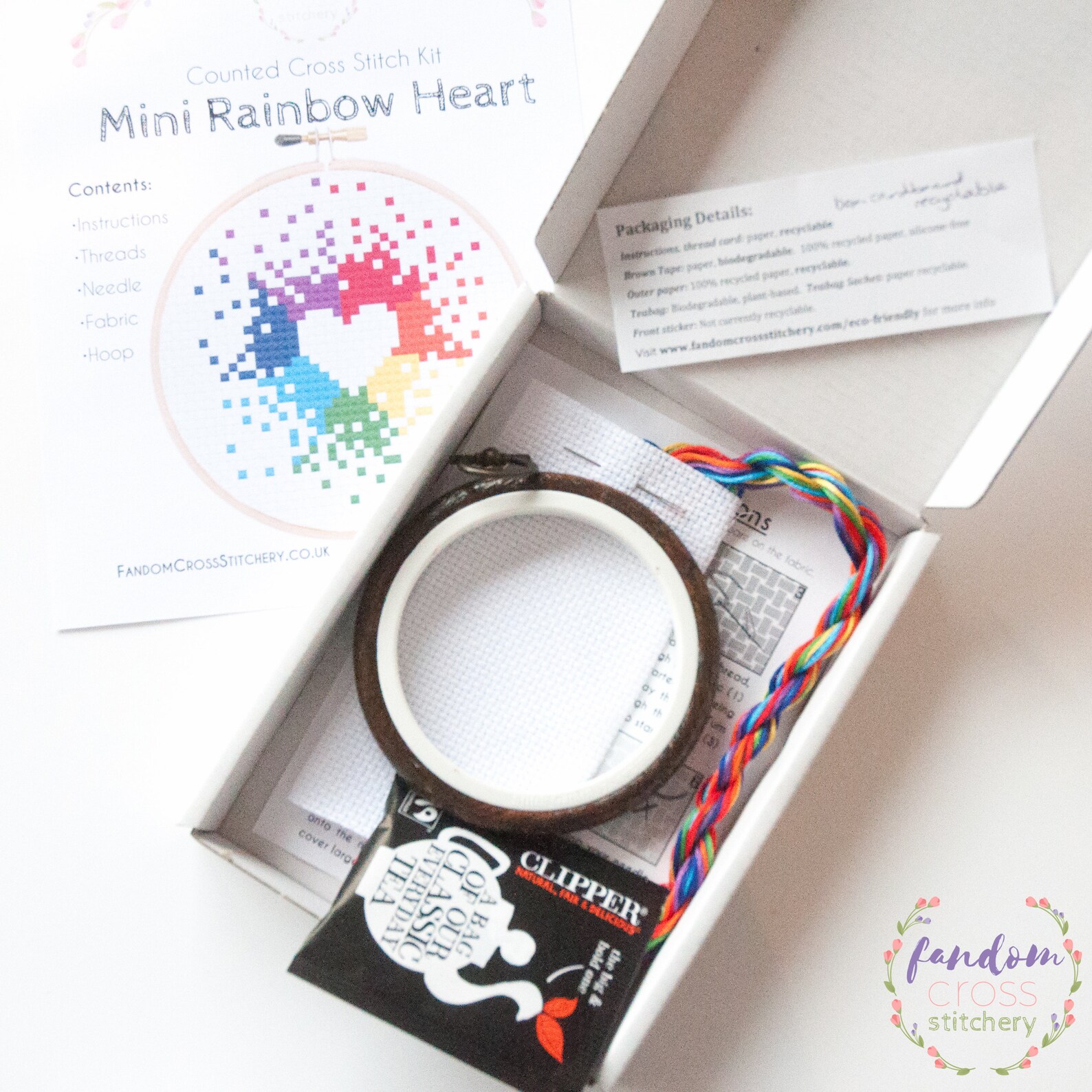 Mini Rainbow Heart Cross Stitch Kit, DIY Craft Kit, Counted Cross ...
