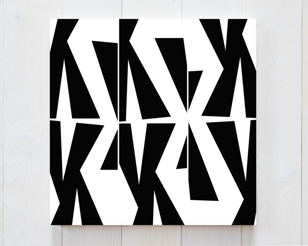 Abstract Black and White Poster|square Size|abstract Elements on Three ...
