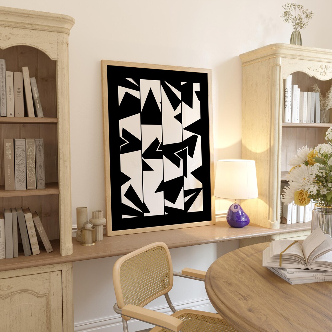 Bold Black and White Wall Art – Abstract Angular Shape Print|minimalist ...