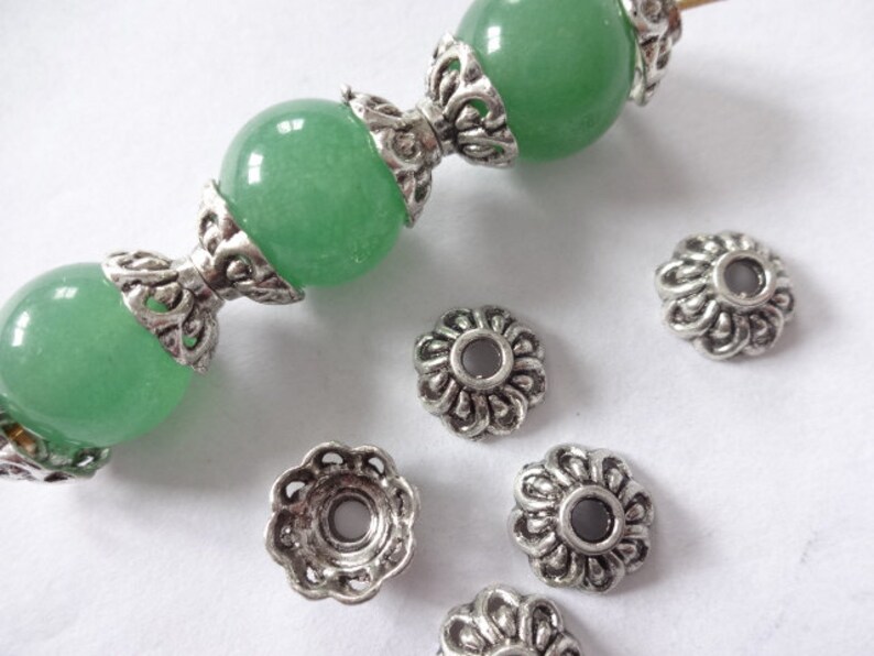 100 Pc Retro Pewter Bead Caps Flower Bead Caps Bali Bead - Etsy UK