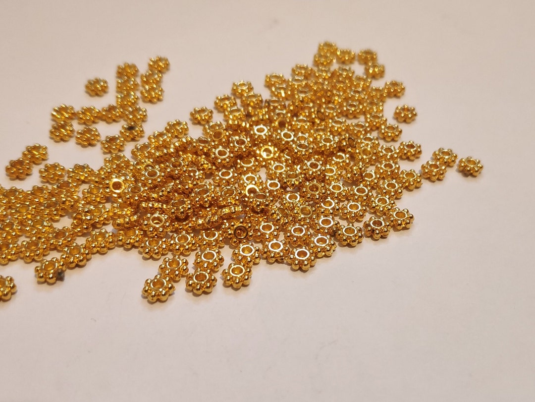100 OR BULK 1000 Daisy 4.5mm Beads, Thick Daisy Beads, Flower Spacer ...