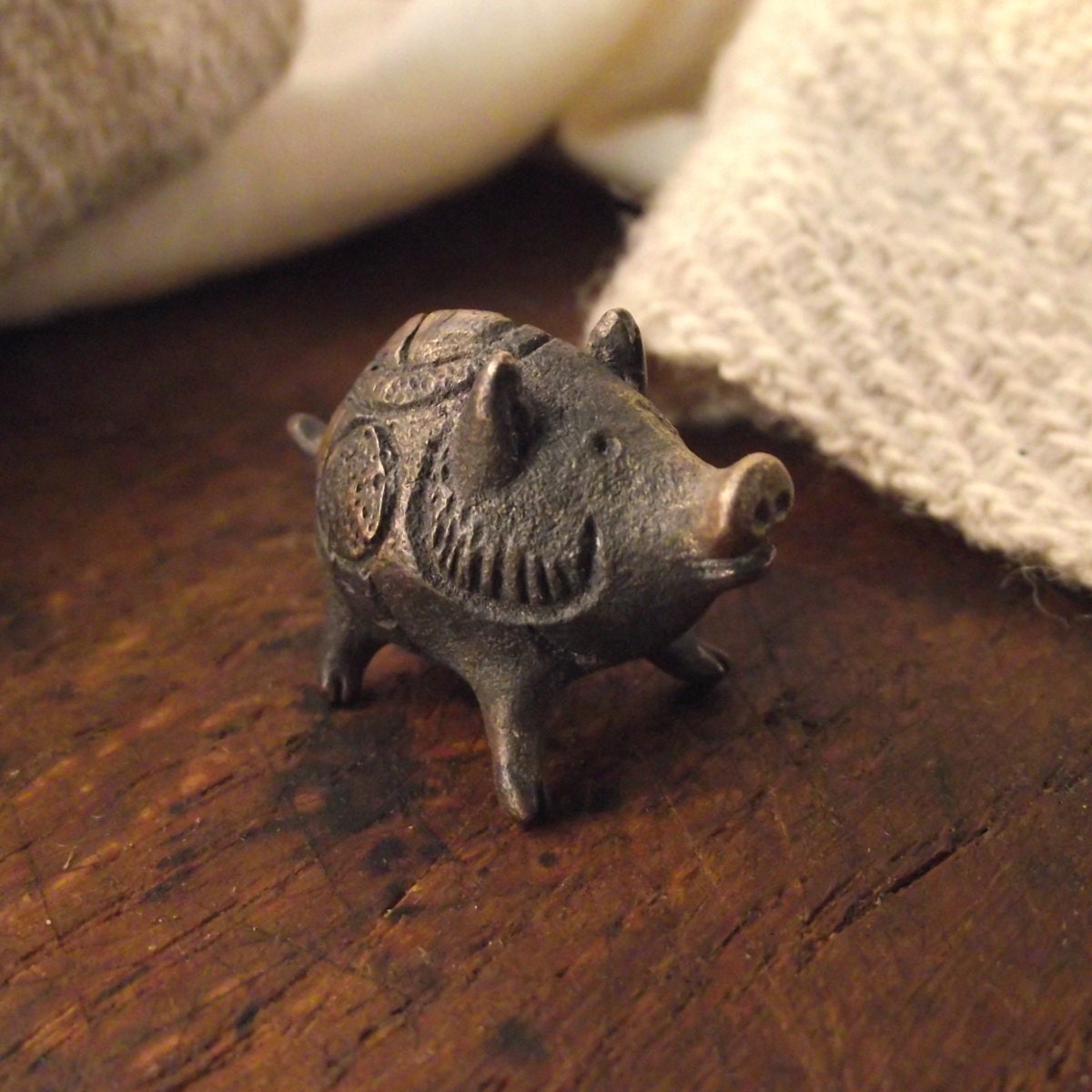 Boar Figurine Massive Bronze Pendant Zodiac Totem ... Pig - Etsy UK