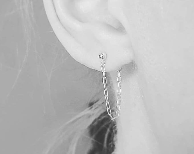 BALL CHAIN WRAP Silver Earring Studs Chain Earrings Chain Studs Silver ...
