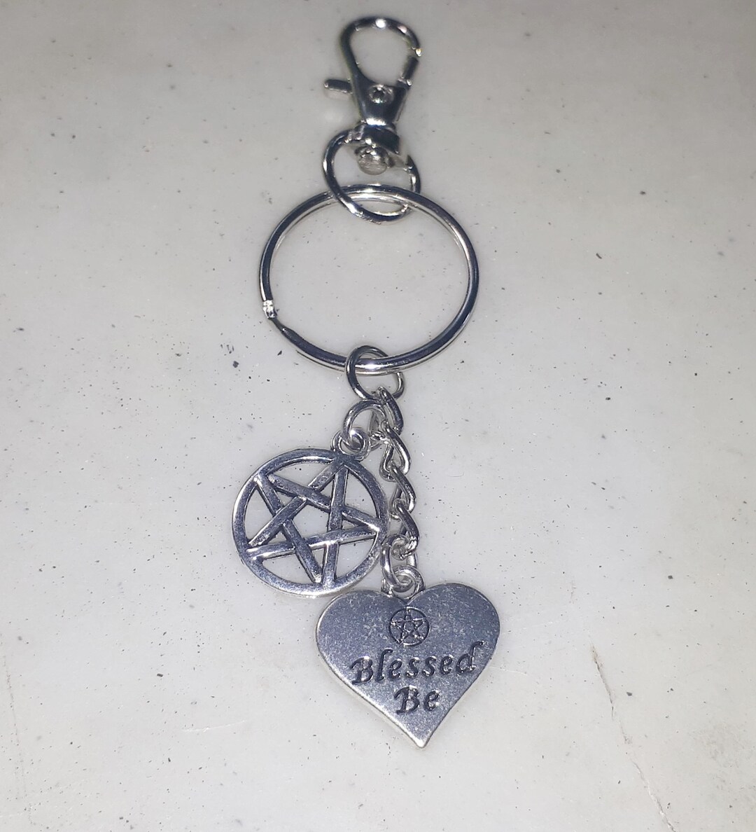 Blessed Be Pentacle Keychain - Psychic Protection - Wiccan Pagan Goth ...