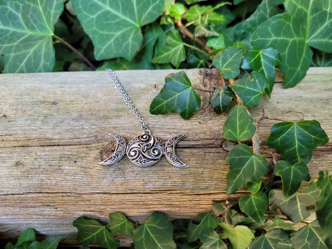 Celtic Knotwork Triple Moon Necklace - Triple Goddess, Triskele ...