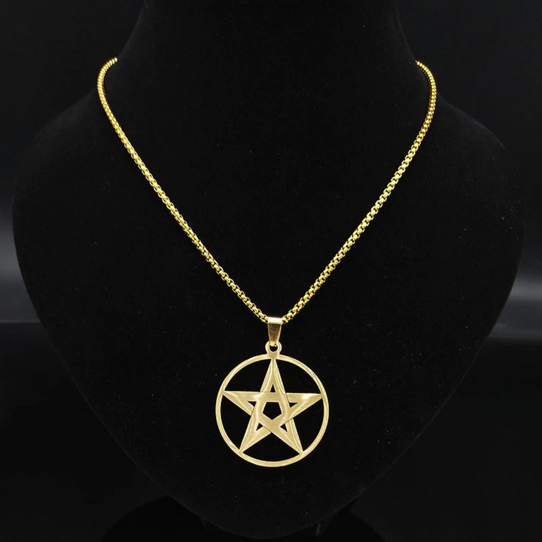 Pentacle Necklace, Gold or Silver, Men, Women, Teens, Pentagram, Witchy ...