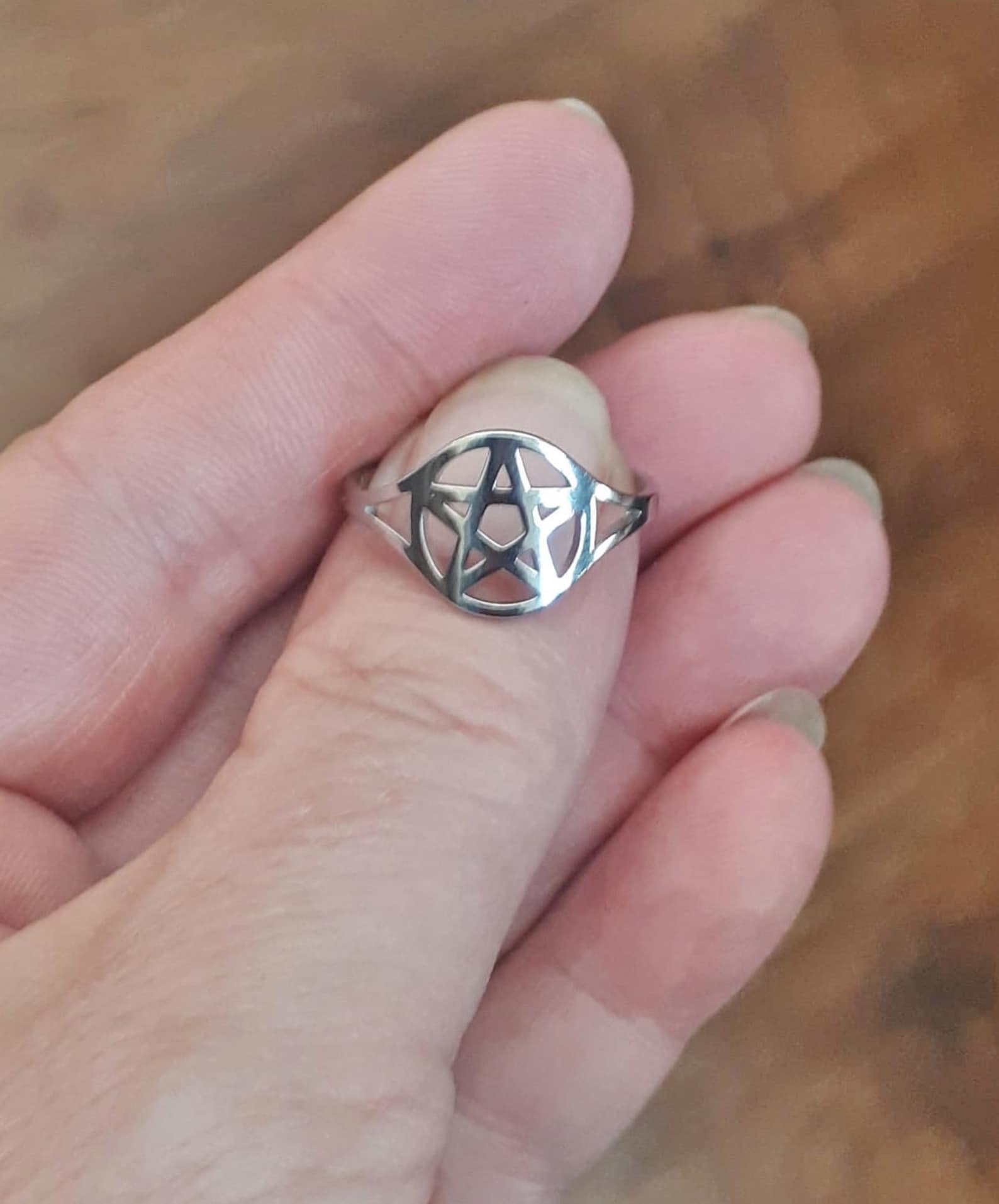 Pentacle Ring Stainless Steel - Wiccan, Pagan, Witchy - Silver, Gold ...