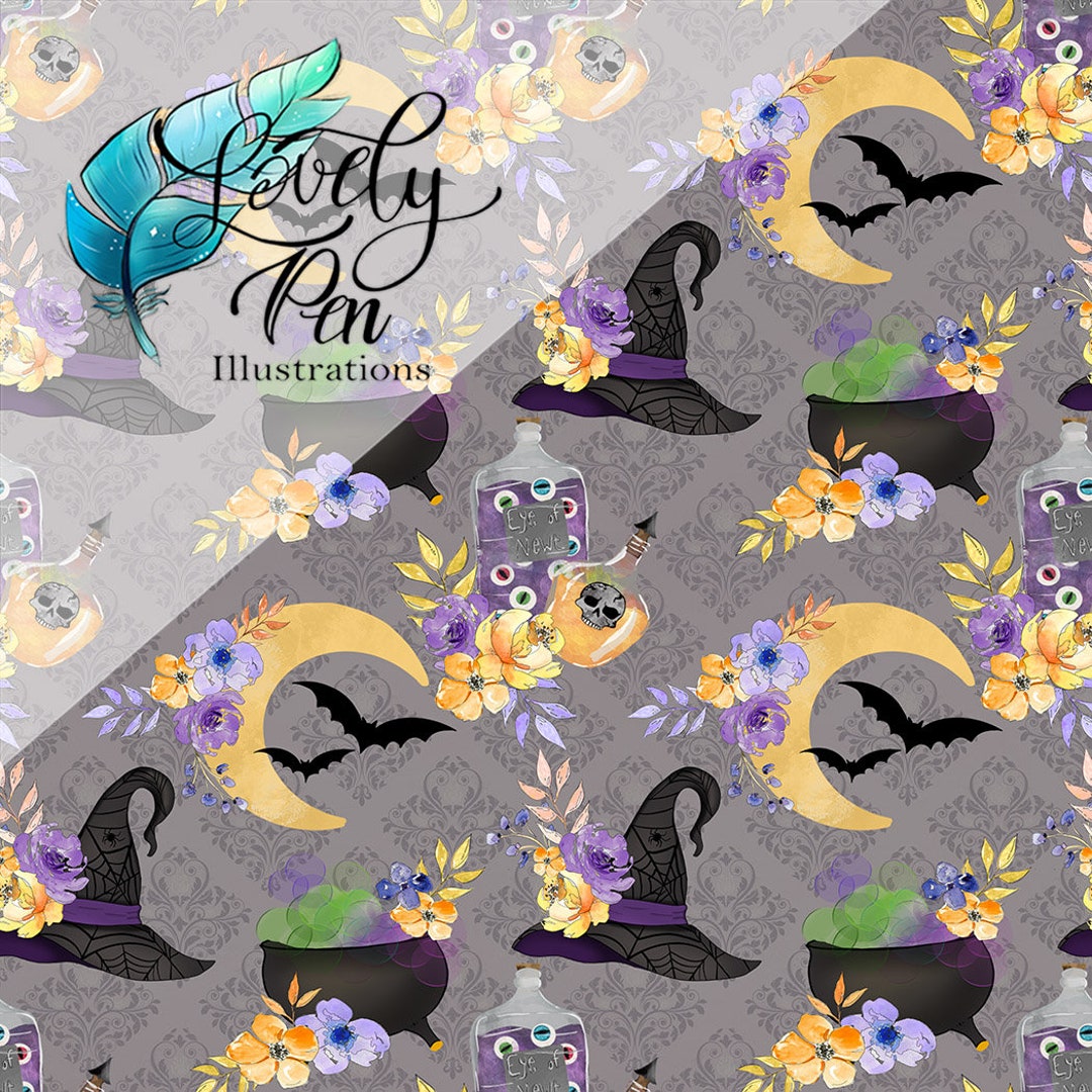 Witchy Woo grau nahtlose Datei von Hand bemalt - Etsy Österreich